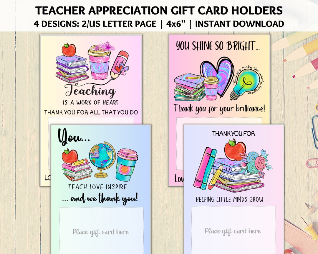 Teacher Appreciation Gift Card Holder, Best Teacher Ever Card, New ...