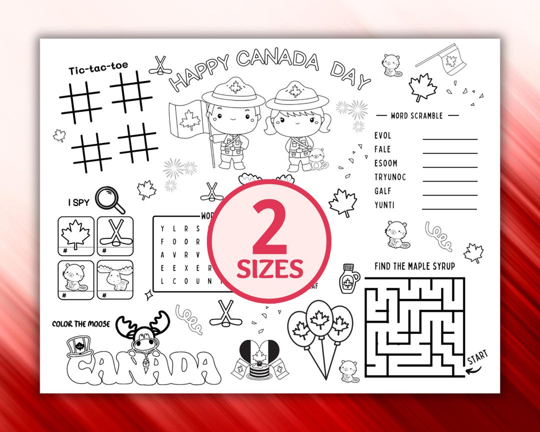 Canada Day Activity Sheet, 2 Sizes, Canada Day Game, Activity Placemat ...