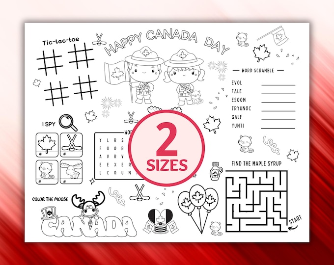 Canada Day Activity Sheet, 2 Sizes, Canada Day Game, Activity Placemat ...