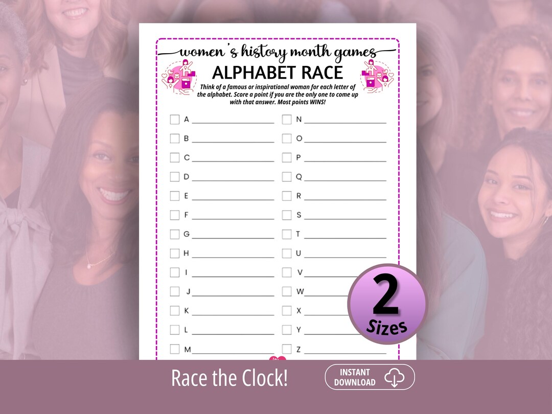 Alphabet Race, Womens History Month, Family Game Night, Office Party ...