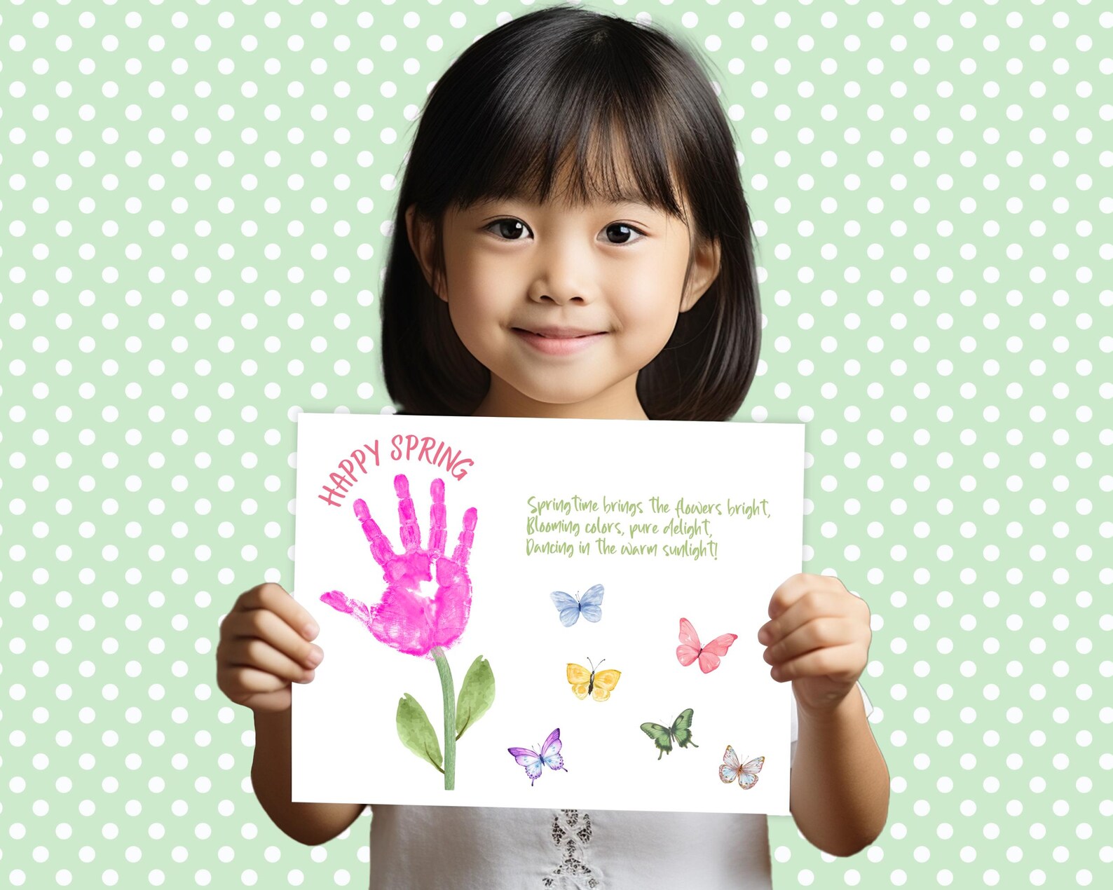 Spring Handprint Craft, 5-design BUNDLE, Handprint Art, Handprint Sign ...