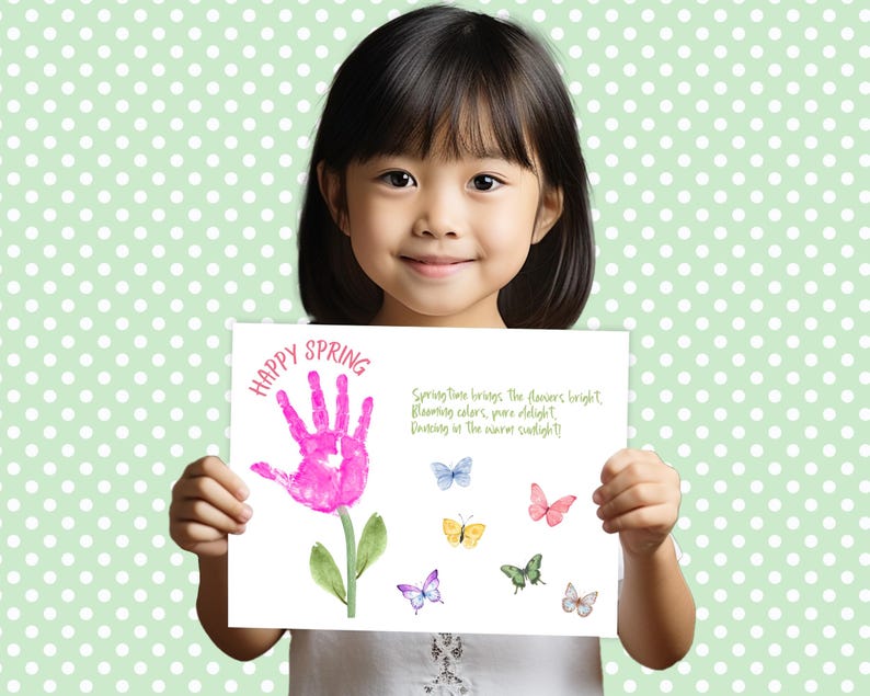 Spring Handprint Craft, 5-design BUNDLE, Handprint Art, Handprint Sign ...