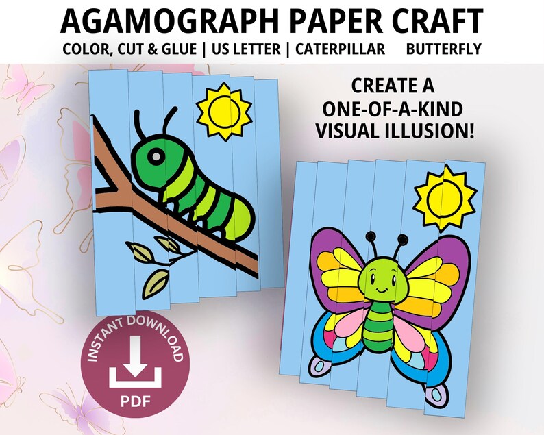 Butterfly Life Cycle Agamograph, Cut and Paste Craft, Agamograph Art ...
