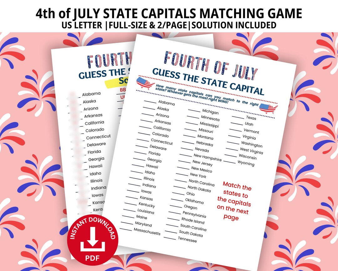 State Capitals Trivia Game, Fourth of July Games, Group Games ...