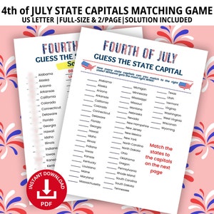 State Capitals Trivia Game, Fourth of July Games, Group Games ...