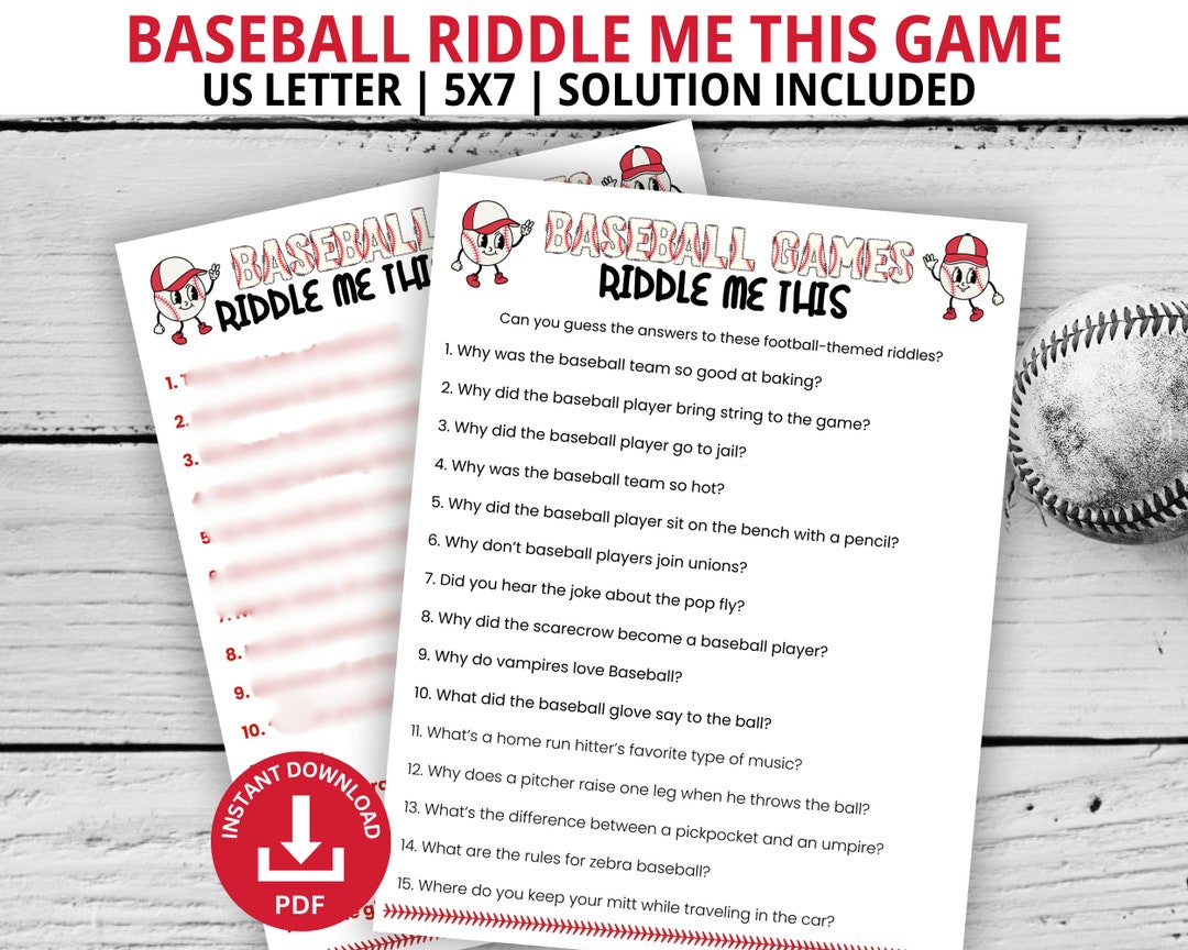 Baseball Riddles Game, Baseball Party Games, Family Game Night, Office ...
