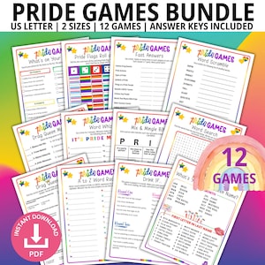 Pride Games, 12-GAME BUNDLE, Pride Party Games, Pride Trivia, Drag ...