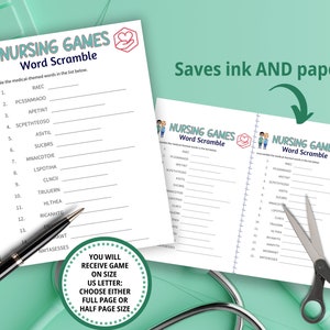 Nursing Word Scramble, Nursing Games, Nurse Games, Hospital Party Games ...