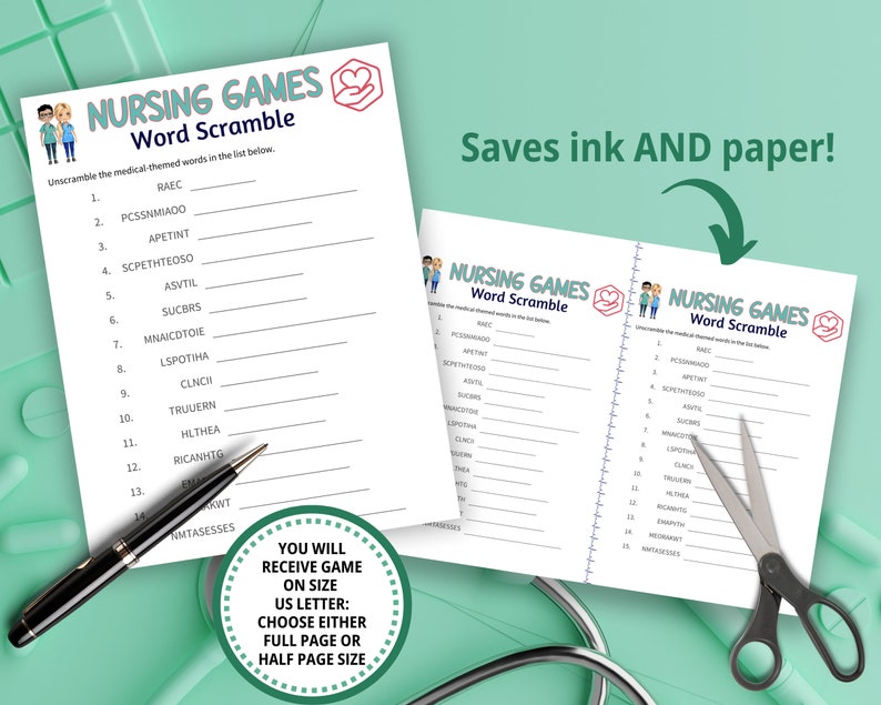 Nursing Word Scramble, Nursing Games, Nurse Games, Hospital Party Games ...