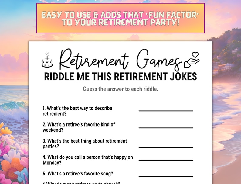 Retirement Riddles, Retirement Jokes, Riddle Me This, Retirement Game ...