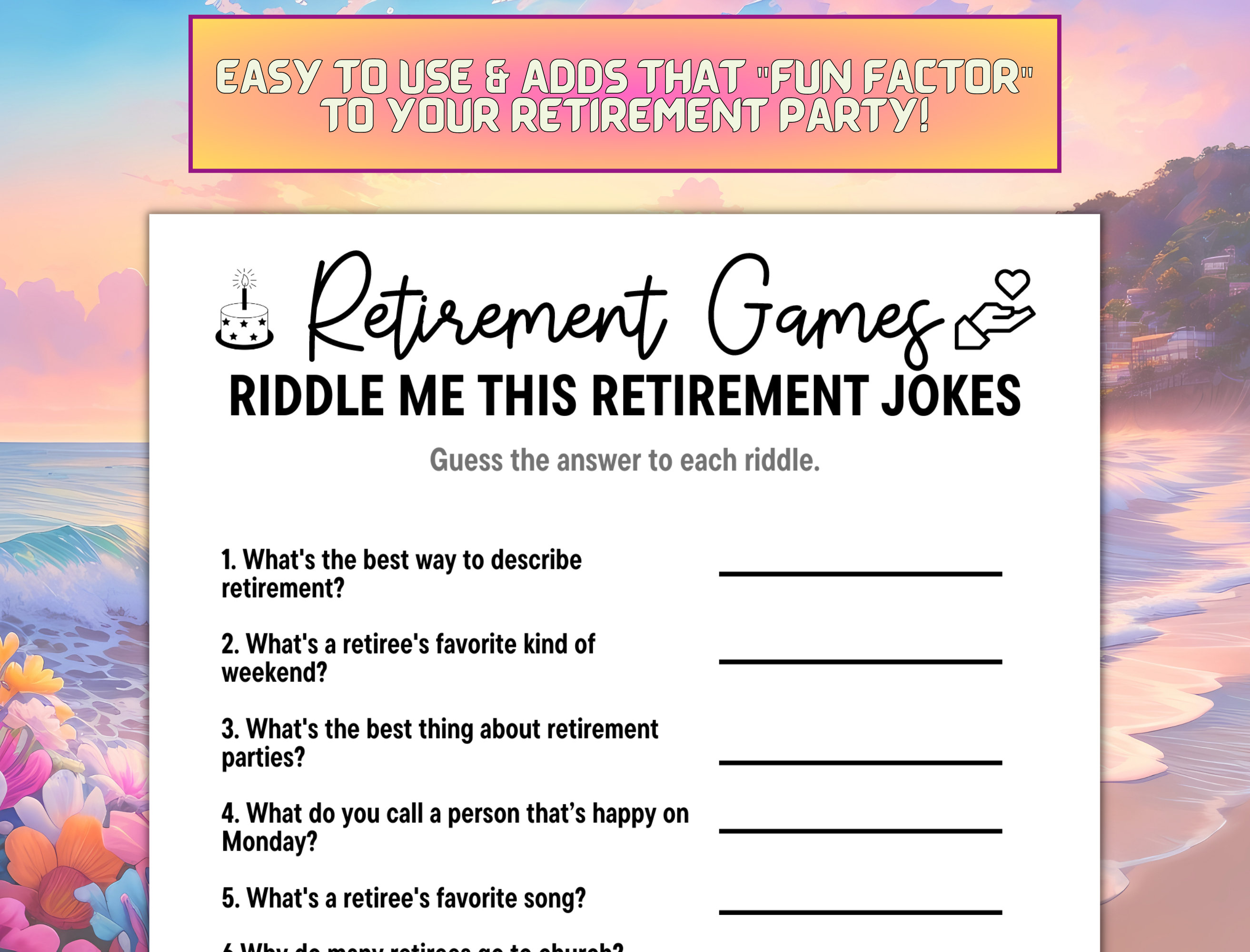 Retirement Riddles, Retirement Jokes, Riddle Me This, Retirement Game ...