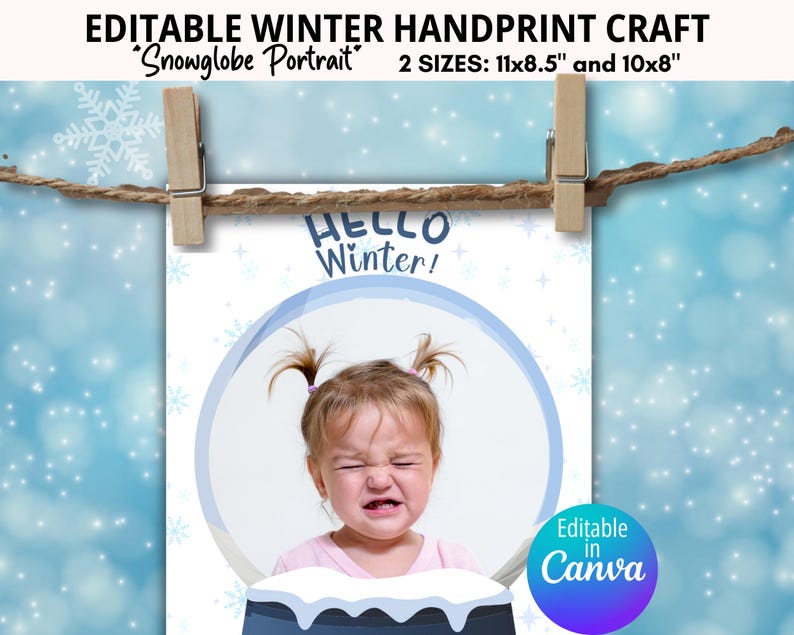 Editable Winter Handprint Crafts, Snowglobe Handprint, Handprint Art ...