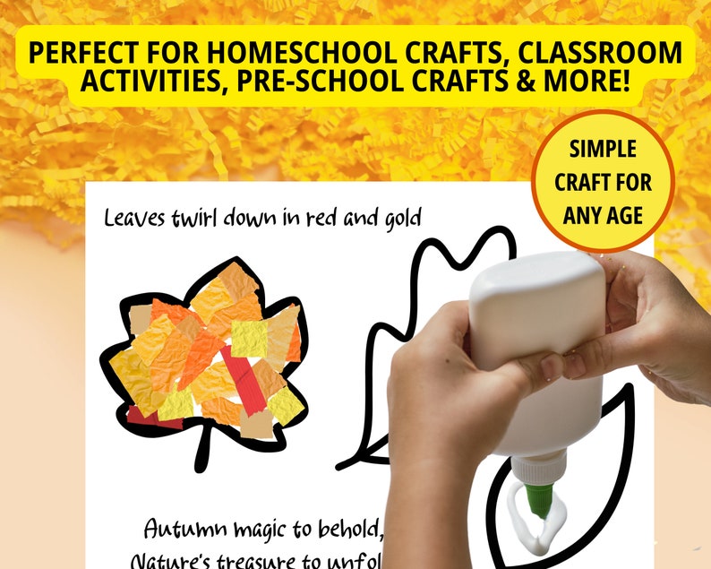 Fall Cut and Paste Craft, Torn Paper Craft, Classroom Activity, Pre ...