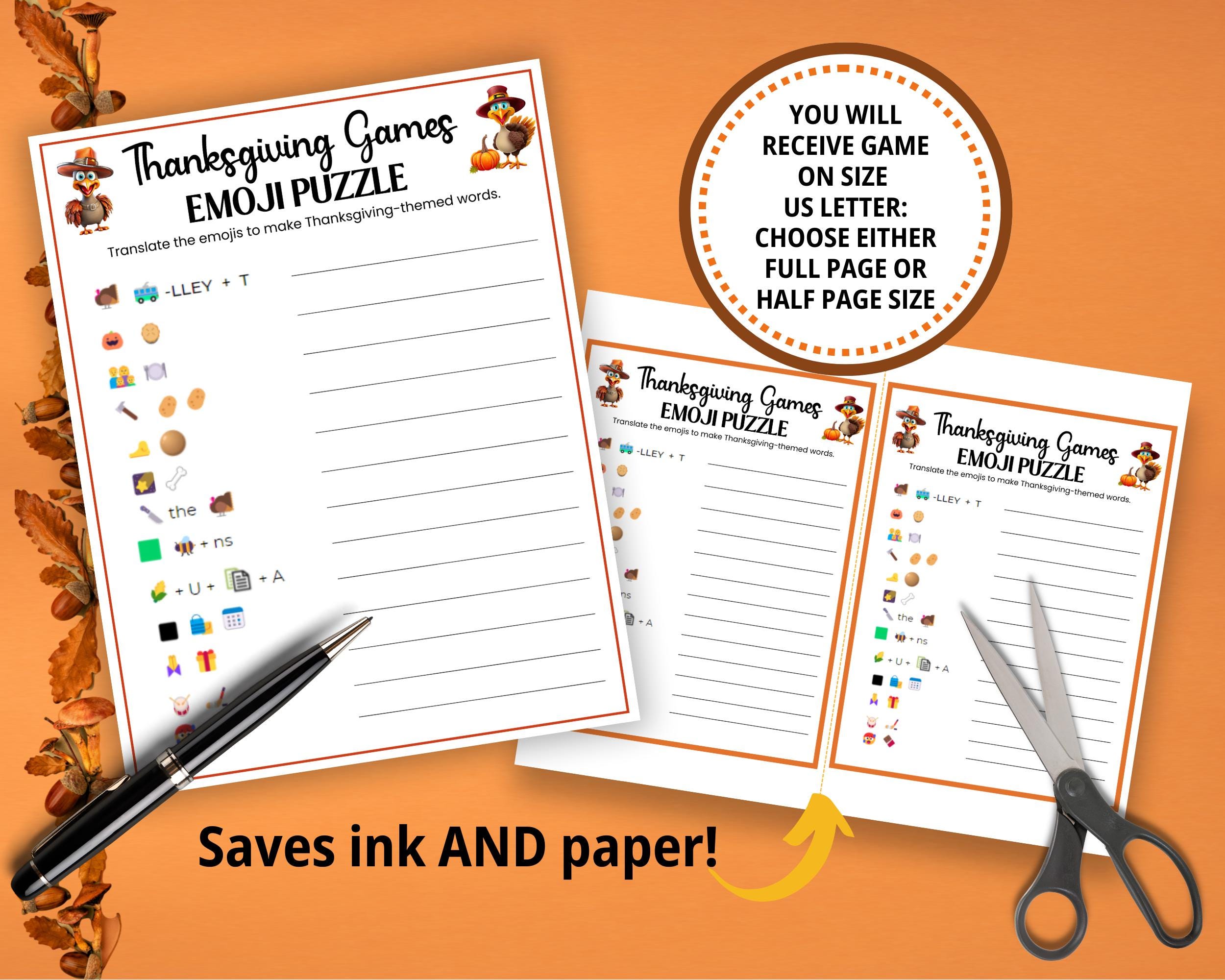 Thanksgiving Emoji Game, Thanksgiving Game, Friendsgiving Game, Emoji ...