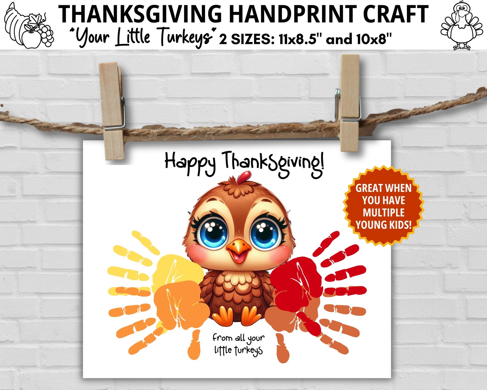 Thanksgiving Handprint Craft, Our Little Turkeys Handprint, Fall ...