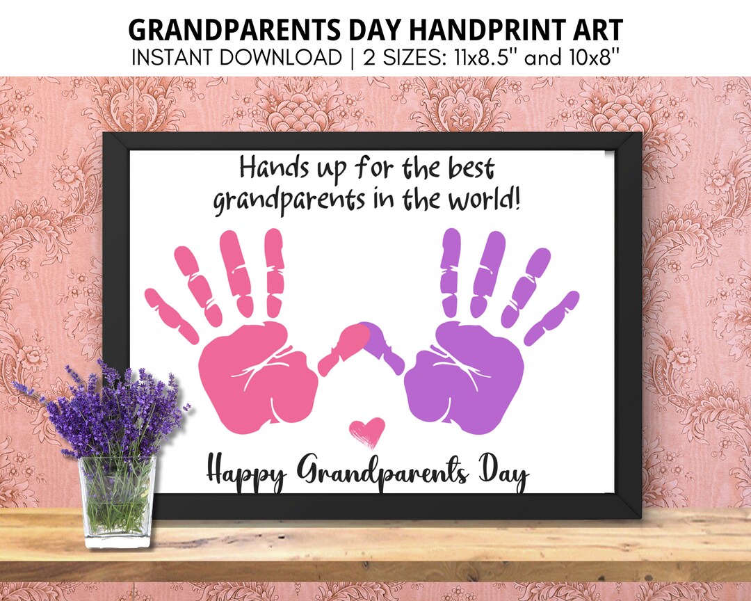 Grandparents Day Handprint Craft, Grandma Handprint Art, Grandpa ...