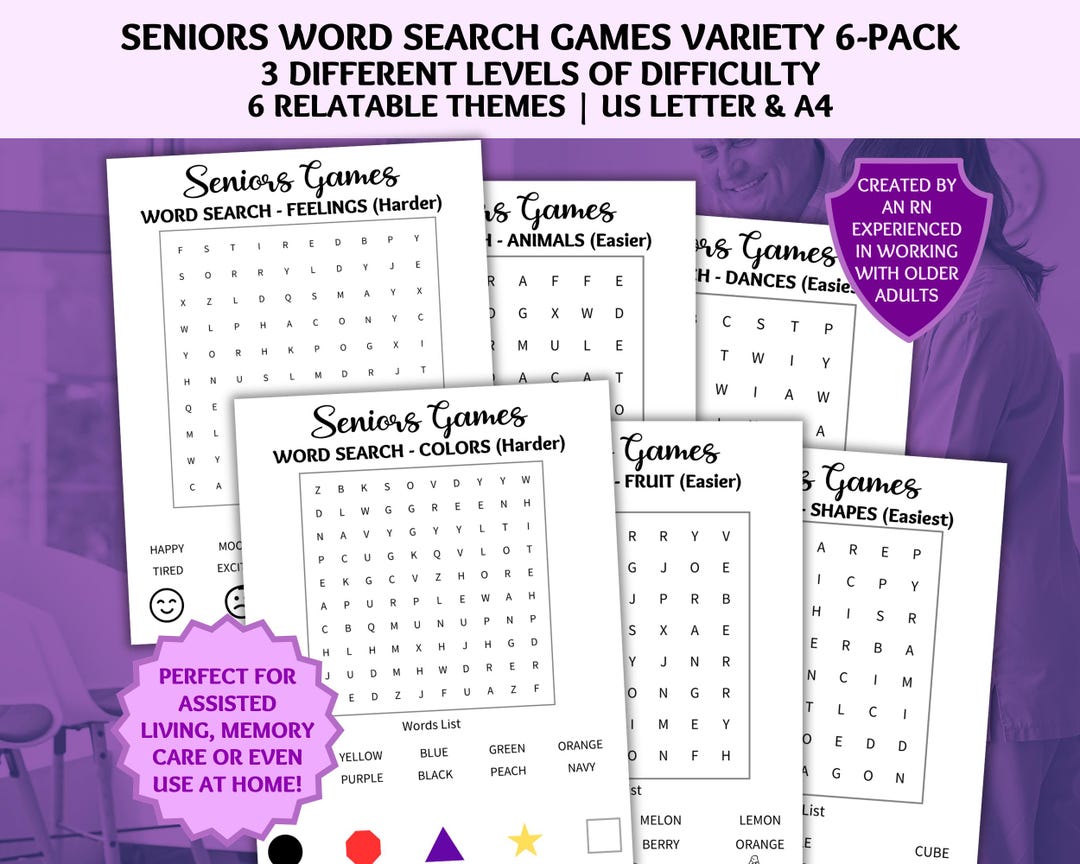 Seniors Word Search, 6-game Bundle, Dementia Games, Ice Breaker Game ...