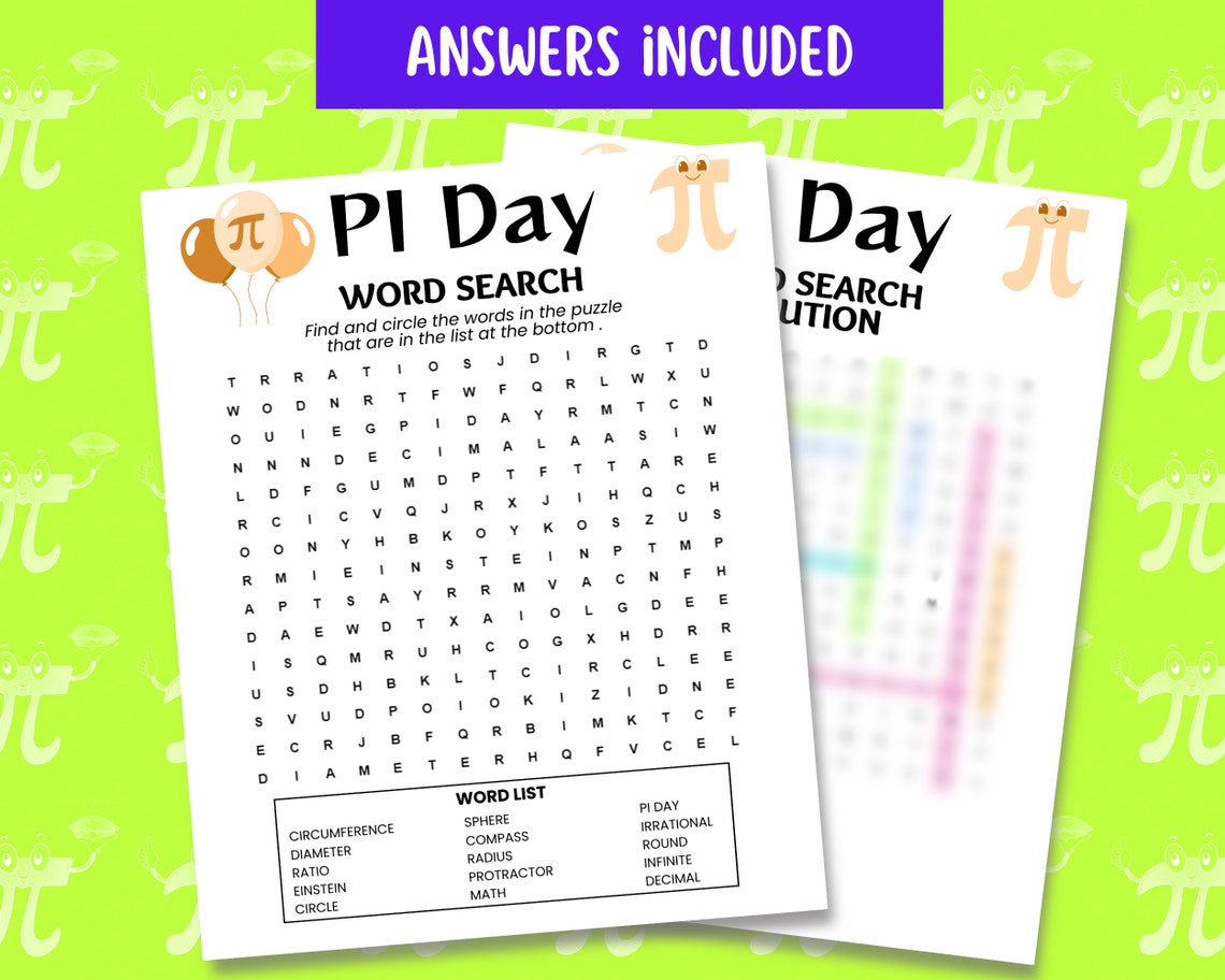 Pi Day Word Search, Pi Day Game, Pi Day Download, Math Teacher, Math Pi ...