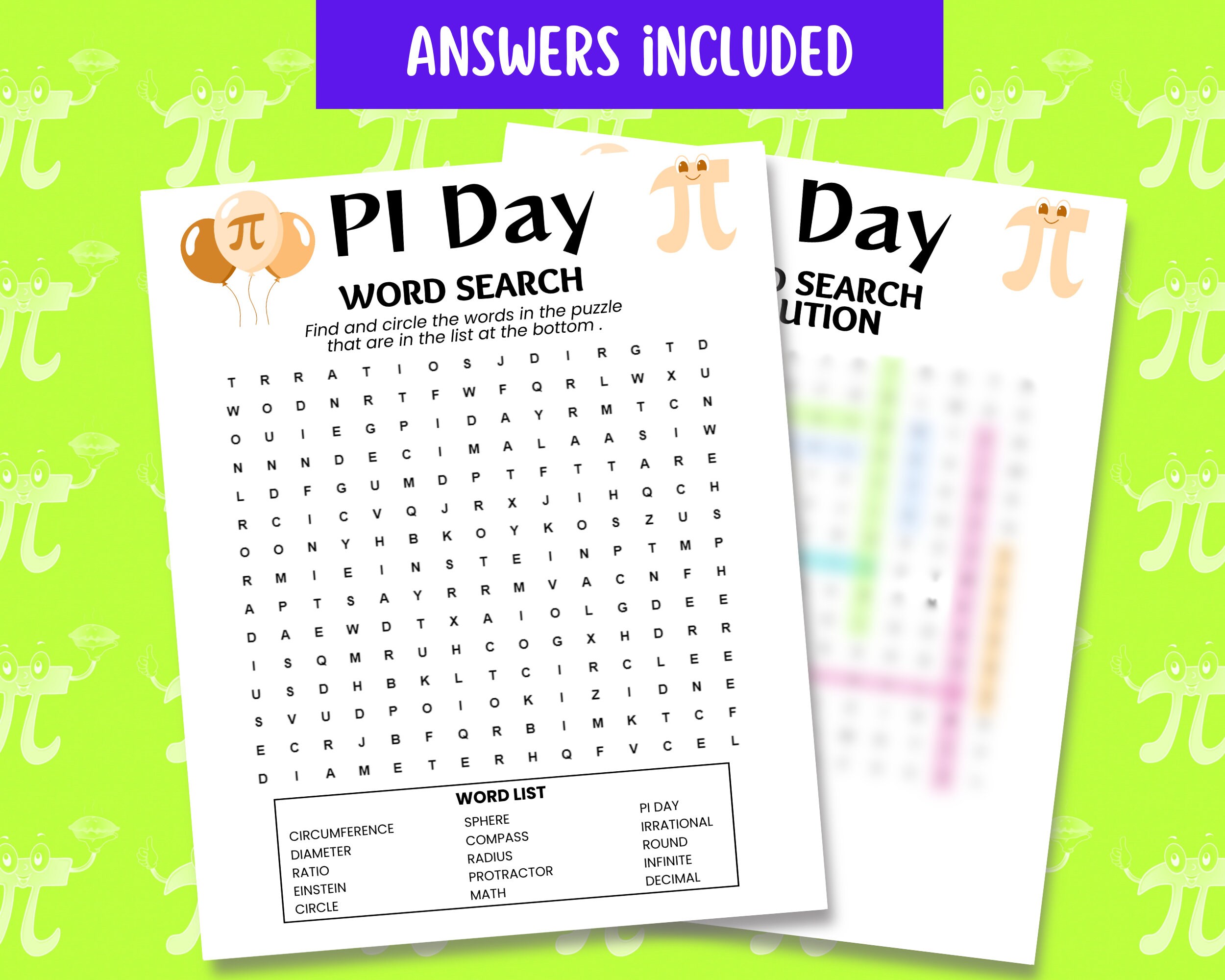Pi Day Word Search, Pi Day Game, Pi Day Download, Math Teacher, Math Pi ...