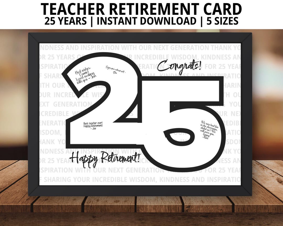 Teacher Retirement Card, 25 Years, Teacher Retirement Poster, Teacher ...