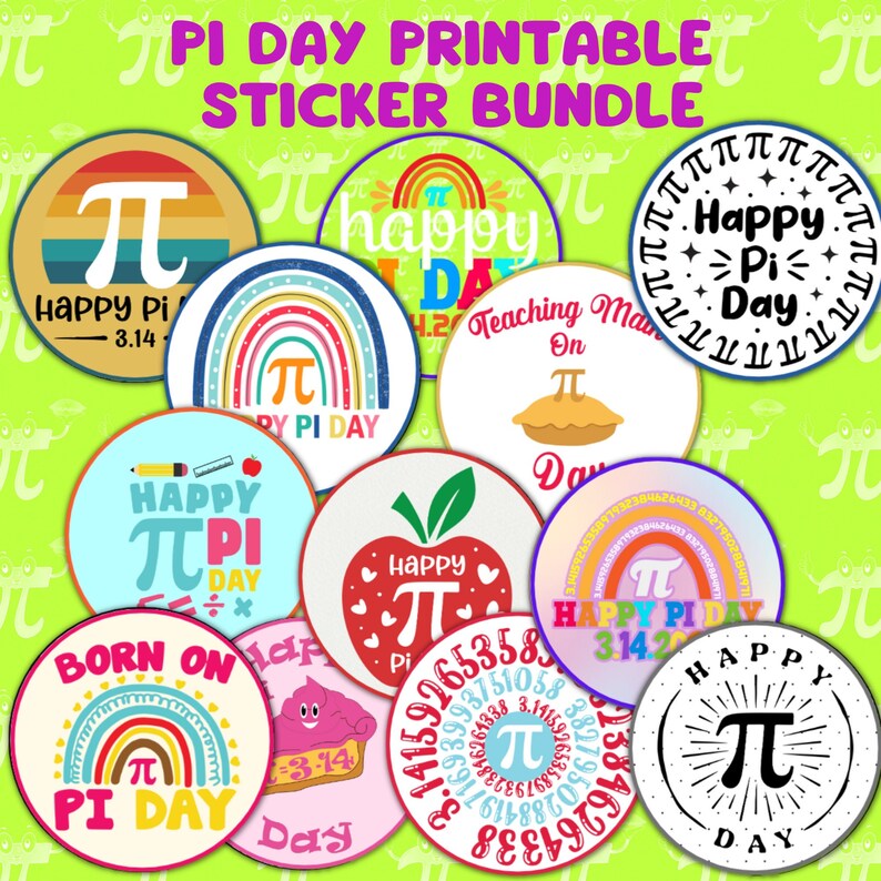Printable Pi Day Stickers Pi Day Download Math Teacher Math - Etsy