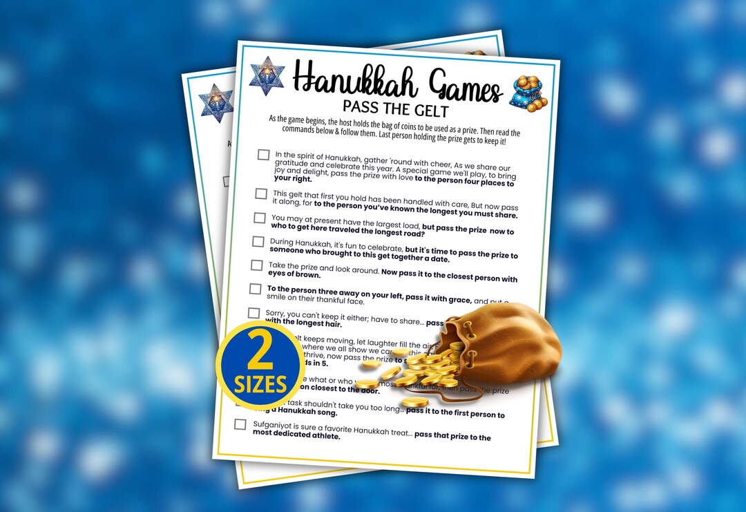 Hanukkah Pass the Gelt Game, Hanukkah Games, Pass the Prize, Hanukkah ...