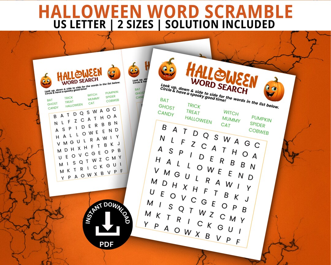 Halloween Word Search Game, Halloween Games, Halloween Party , Games ...