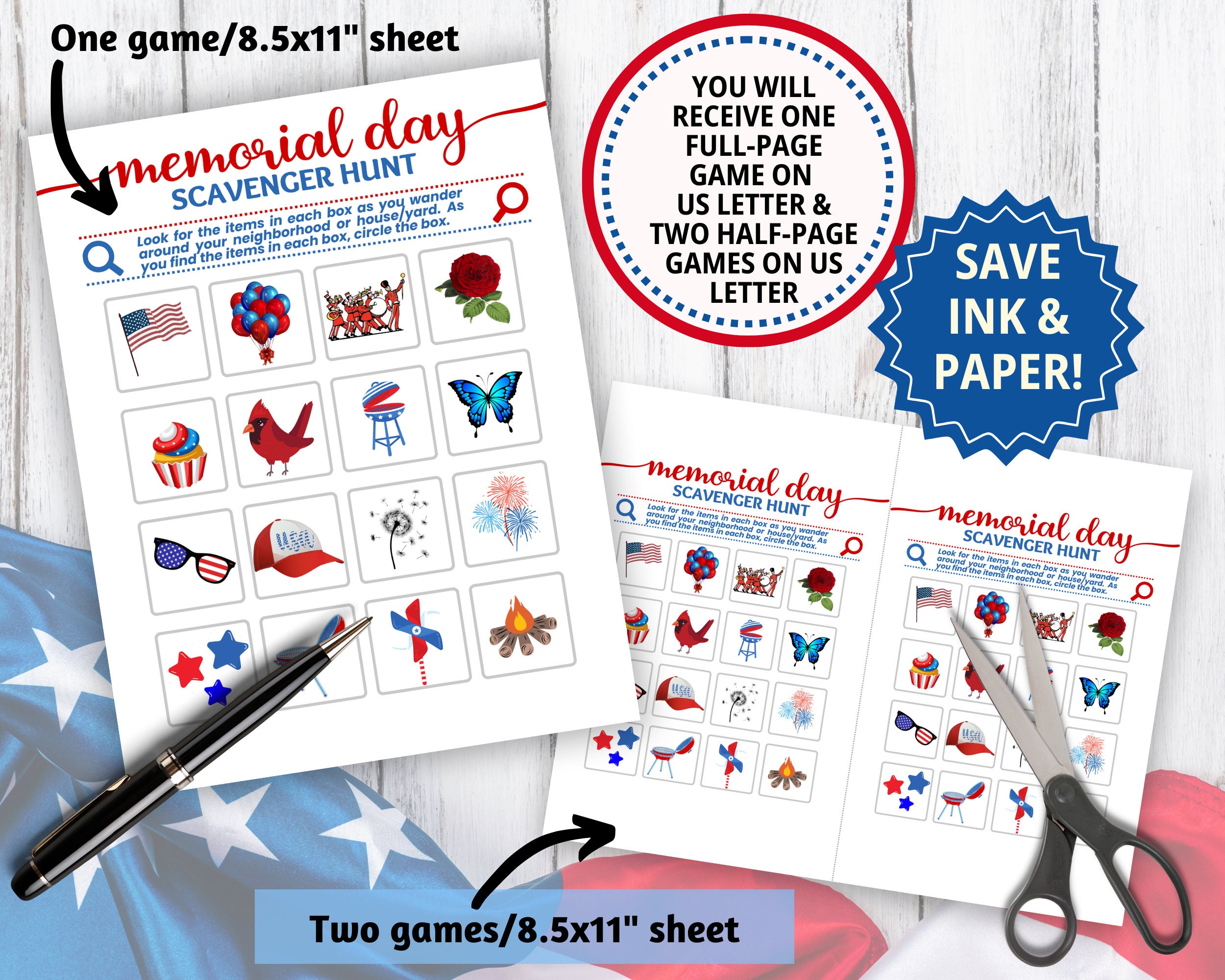 Memorial Day Scavenger Hut, Memorial Day Games, Group Games, Patriotic ...