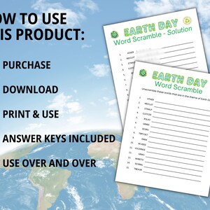 Earth Day Word Scramble Game, Earth Day Game, Family Game Night, Earth ...