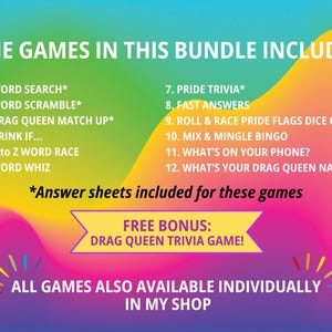 Pride Games, 12-GAME BUNDLE, Pride Party Games, Pride Trivia, Drag ...
