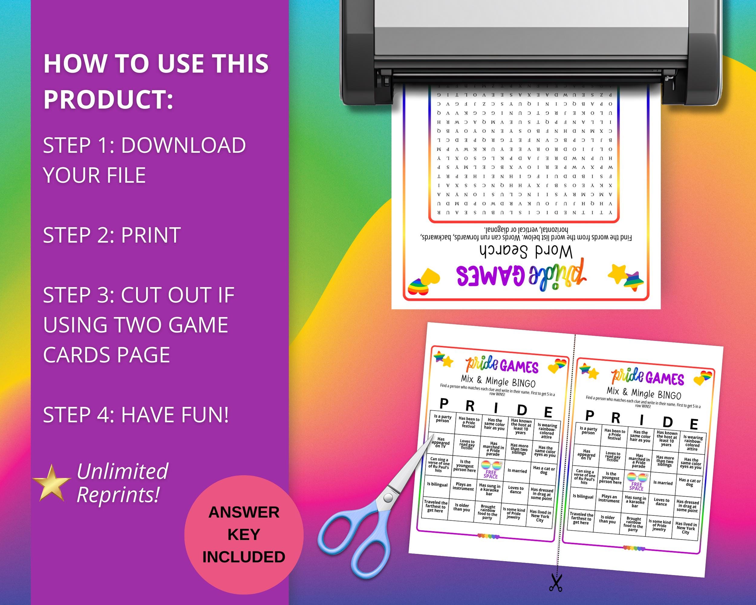 Pride Games, 12-GAME BUNDLE, Pride Party Games, Pride Trivia, Drag ...