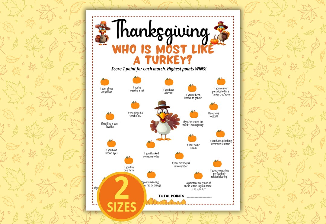 Who is Most Like a Turkey, Thanksgiving Games, Friendsgiving Game ...