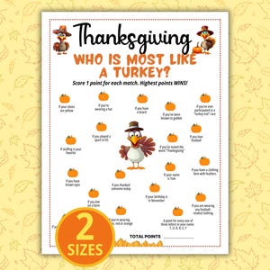 Who is Most Like a Turkey, Thanksgiving Games, Friendsgiving Game ...