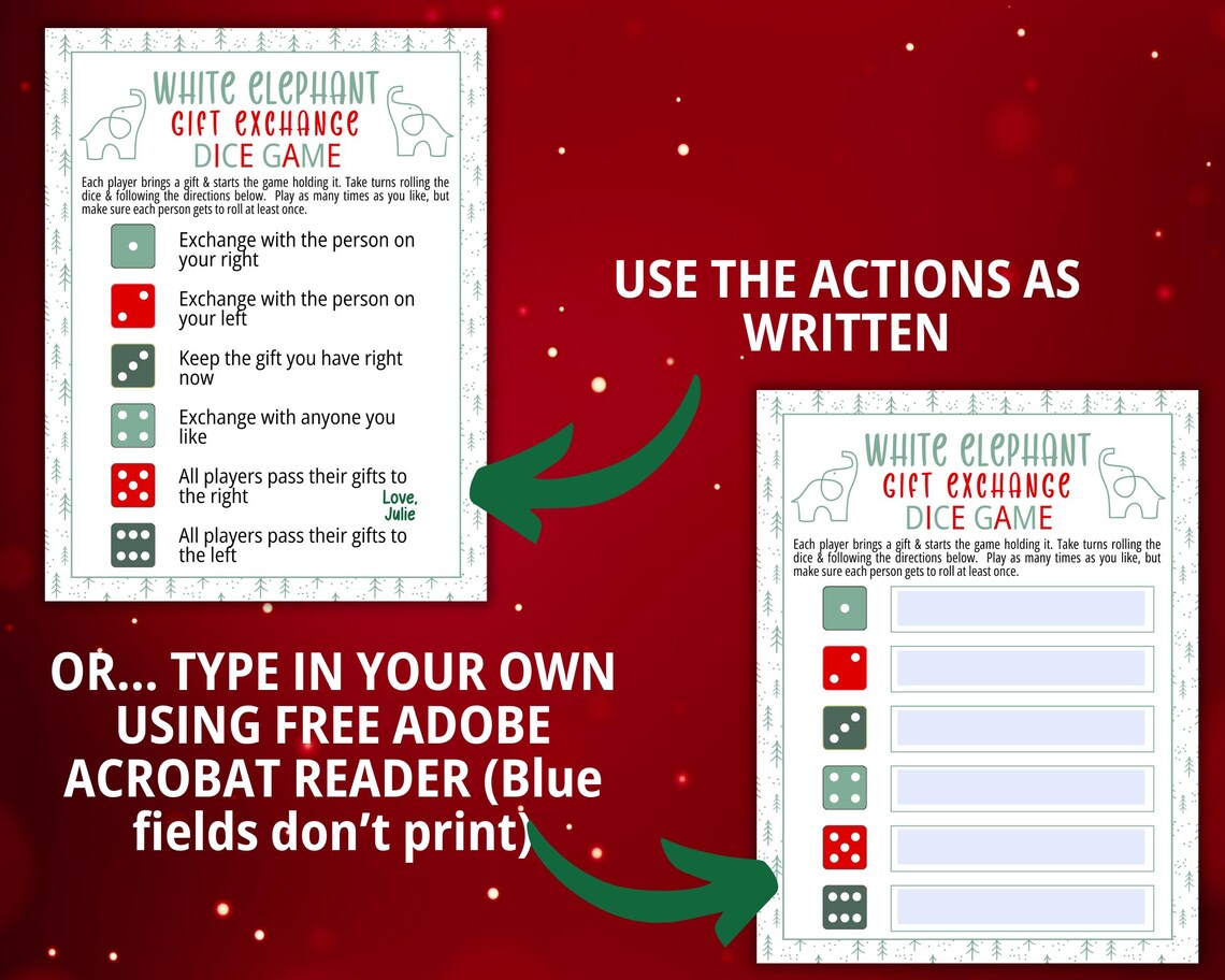 White Elephant Gift Exchange Game, Christmas Gift Exchange, Christmas ...