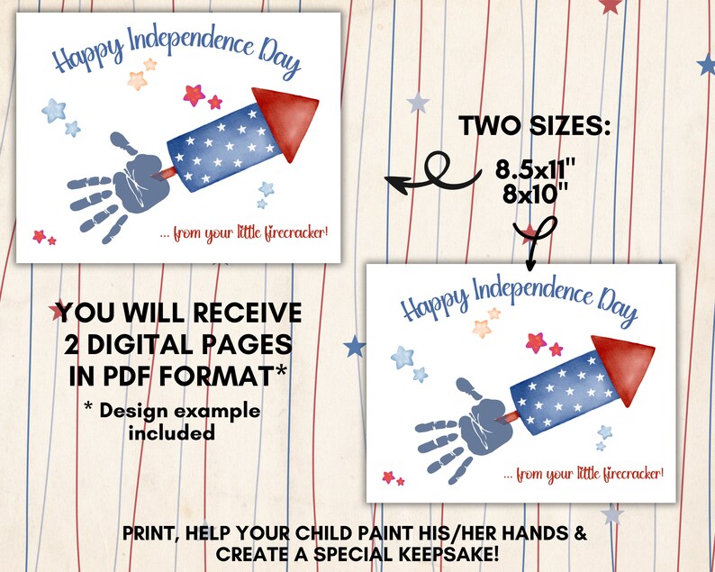 Firecracker Handprint Craft, 4th of July Handprint Craft, Patriotic ...