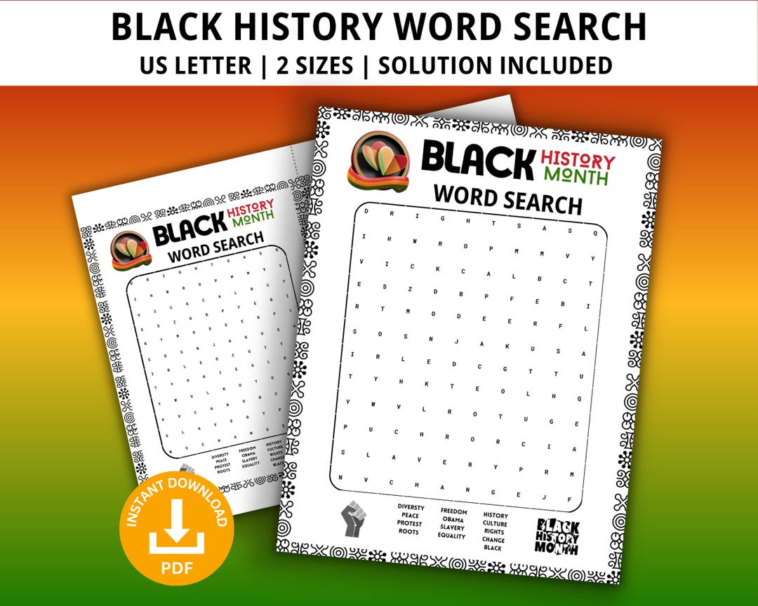 Black History Month Word Search Game, Black History Word Search, Black ...