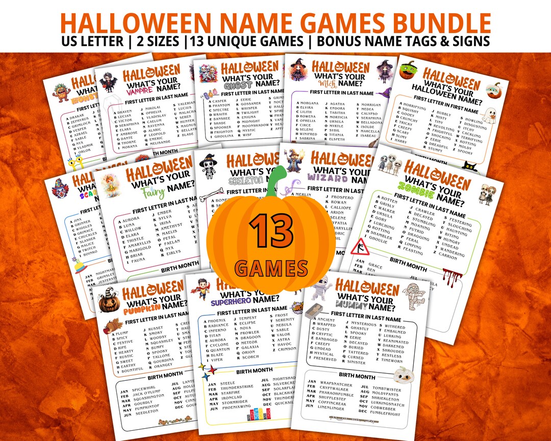 Halloween Name Game Bundle, Whats Your Halloween Name, Whats Your Name ...