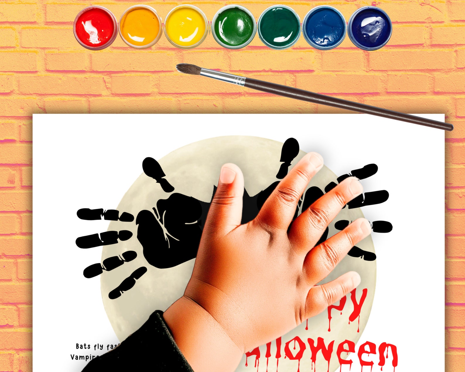 Halloween Handprint Craft, Bat Handprint, Fall Handprint Craft, Fall ...