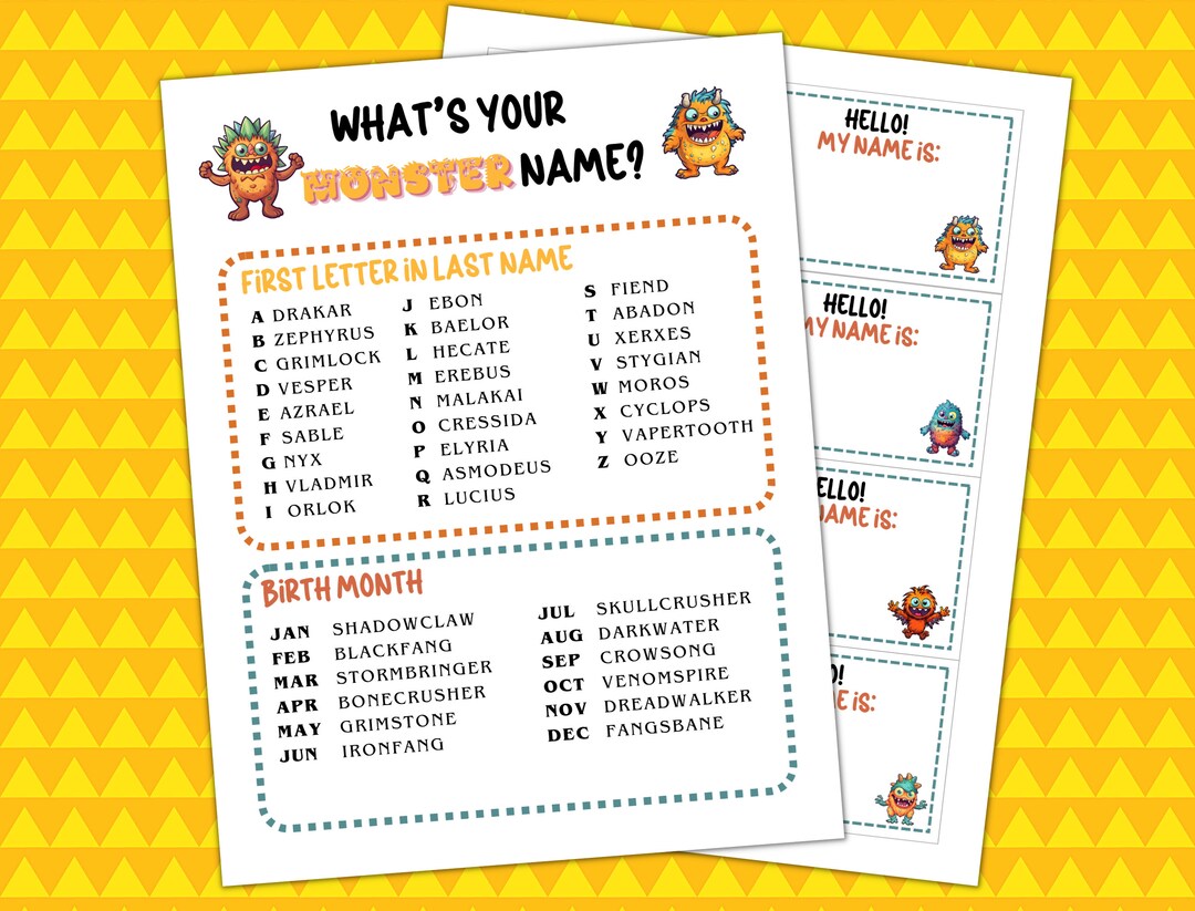 What's Your Monster Name, Halloween Name Game, Whats Your Name ...