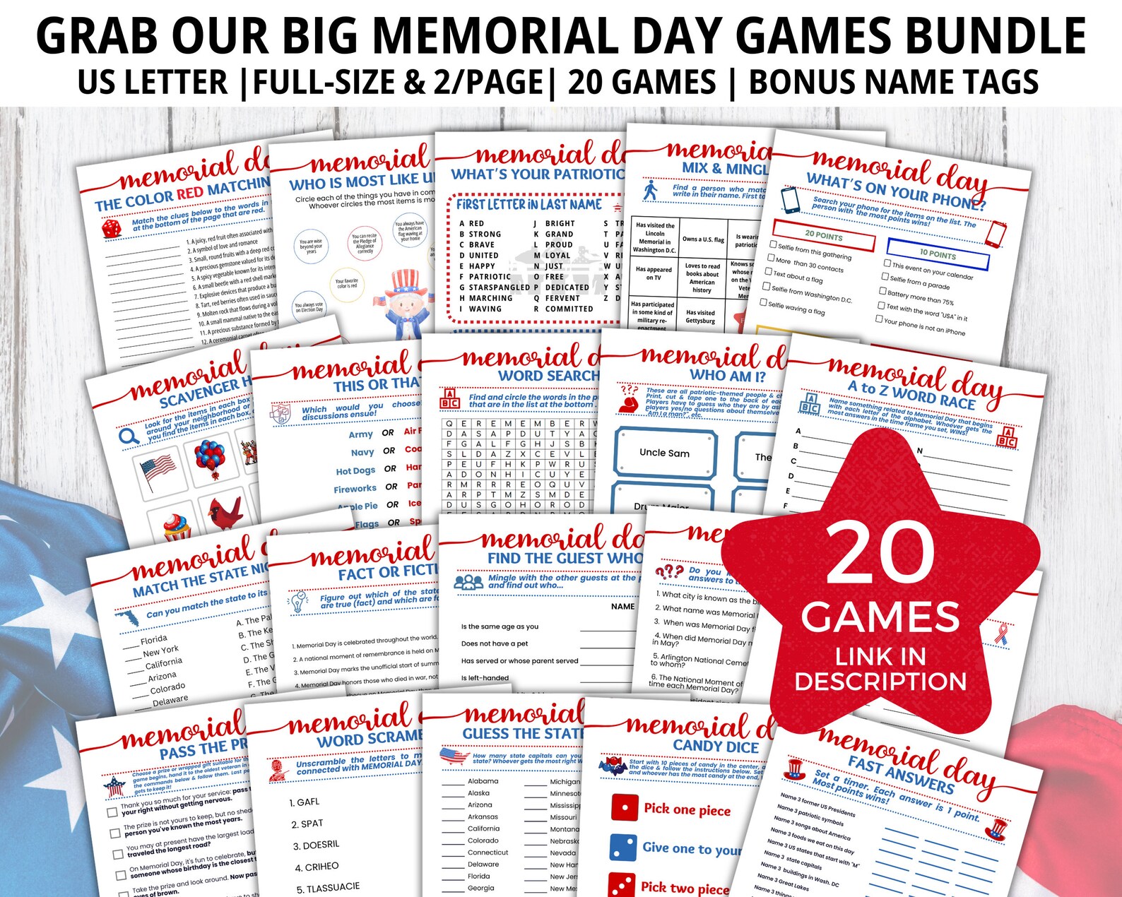 Memorial Day Fast Answers Game, Memorial Day Games, Patriotic Games ...