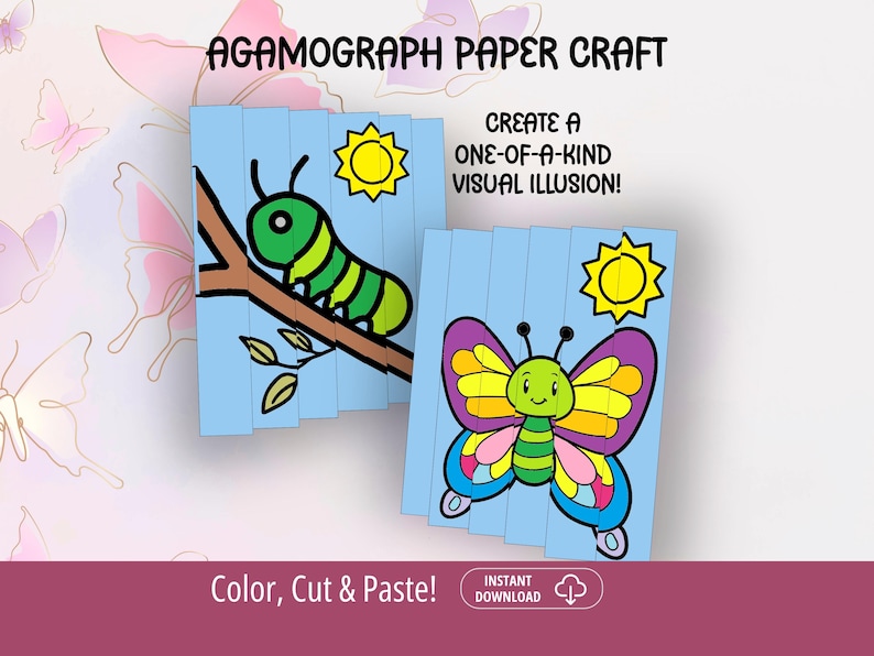 Butterfly Life Cycle Agamograph, Cut and Paste Craft, Agamograph Art ...