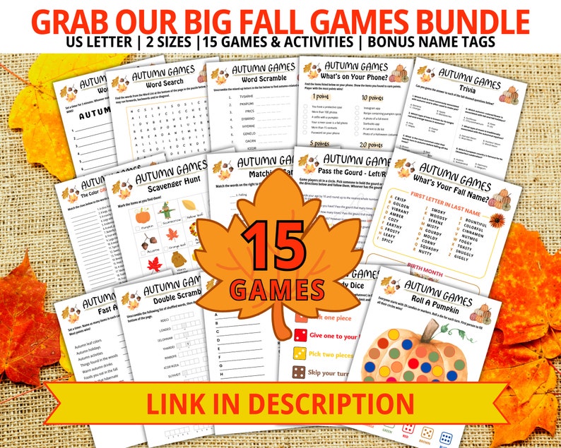 Fall Word Search, Fall Games, Autumn Party Games, Family Game Night ...