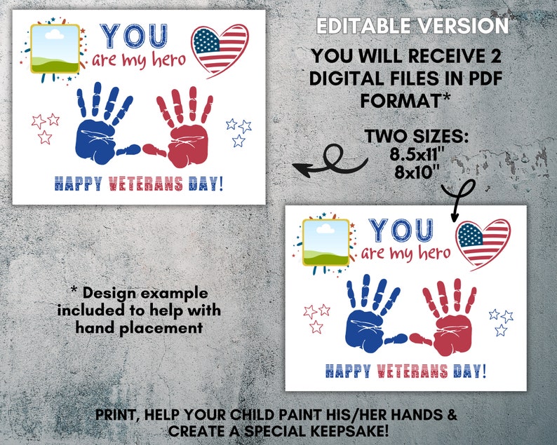 You're My Hero Handprint Craft, Veteran Handprint Craft, Patriotic ...