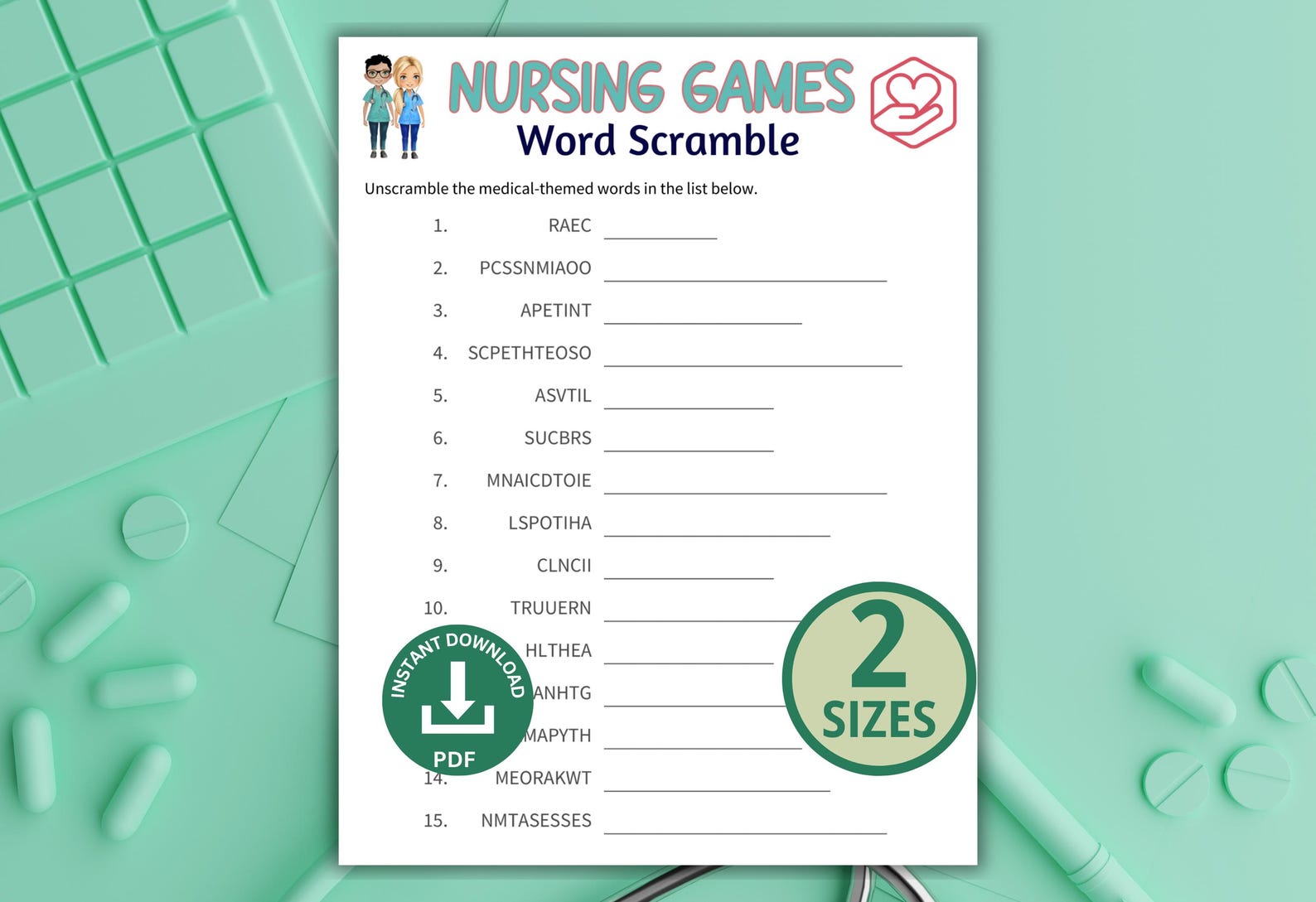 Nursing Word Scramble, Nursing Games, Nurse Games, Hospital Party Games ...