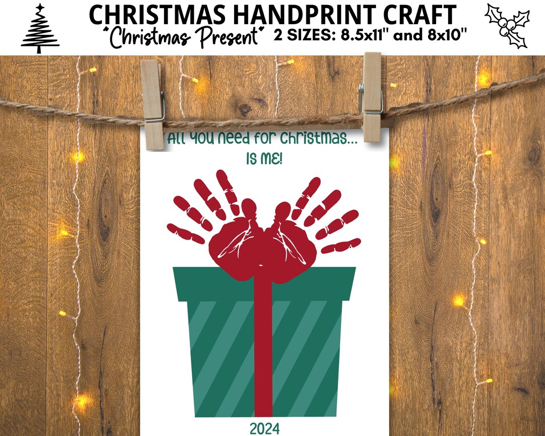 Christmas Handprint Craft, Christmas Present Handprint Art, Winter ...