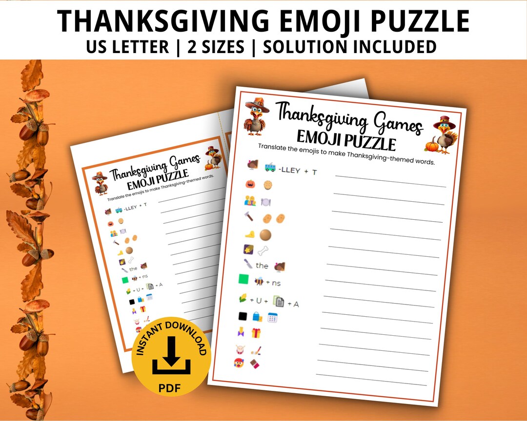 Thanksgiving Emoji Game, Thanksgiving Game, Friendsgiving Game, Emoji ...