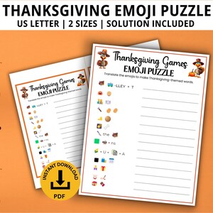 Thanksgiving Emoji Game, Thanksgiving Game, Friendsgiving Game, Emoji ...