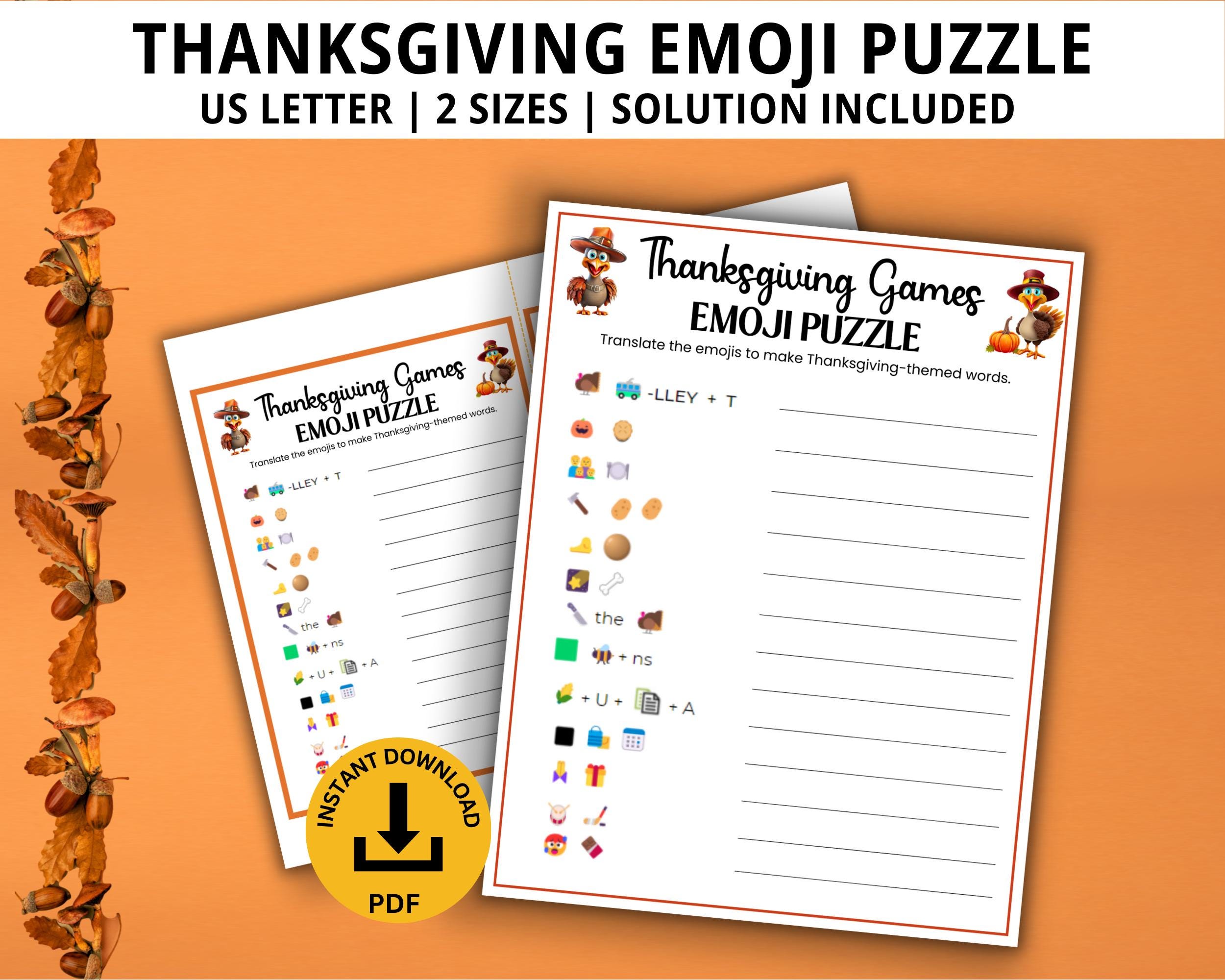 Thanksgiving Emoji Game, Thanksgiving Game, Friendsgiving Game, Emoji ...
