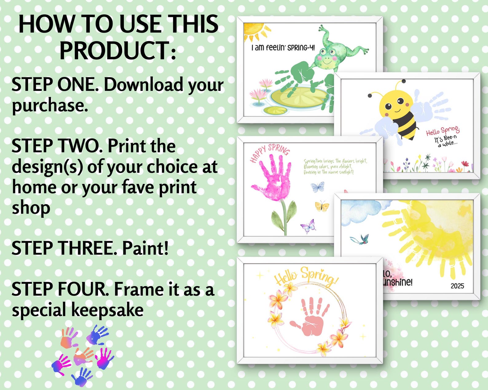 Spring Handprint Craft, 5-design BUNDLE, Handprint Art, Handprint Sign ...