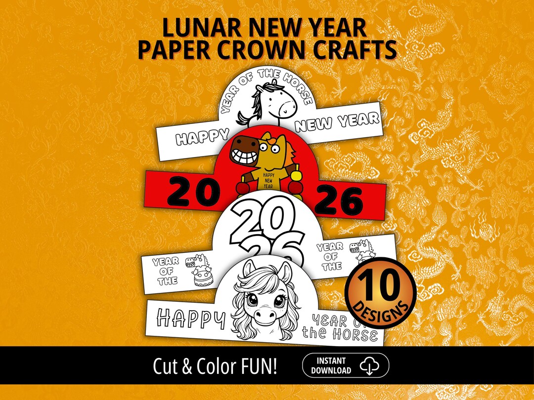 Lunar New Year Paper Crowns, Lunar New Year Coloring Craft, Paper ...